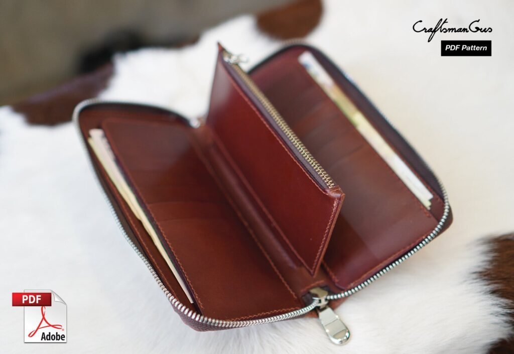 Tall Zipper Wallet Pattern - Craftsmangus Leather Bag Pattern Instance ...