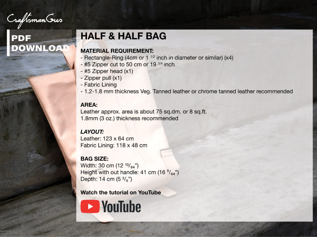 Half & Half Bag Pattern - Craftsmangus Leather Bag Pattern Instance PDF ...